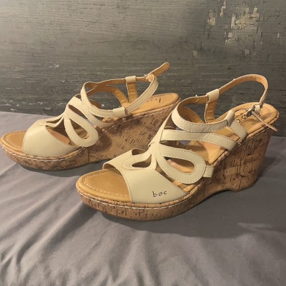 boc | Shoes | Boc Born Concept Womens Wedge Cork Sandals Size M Cream ...